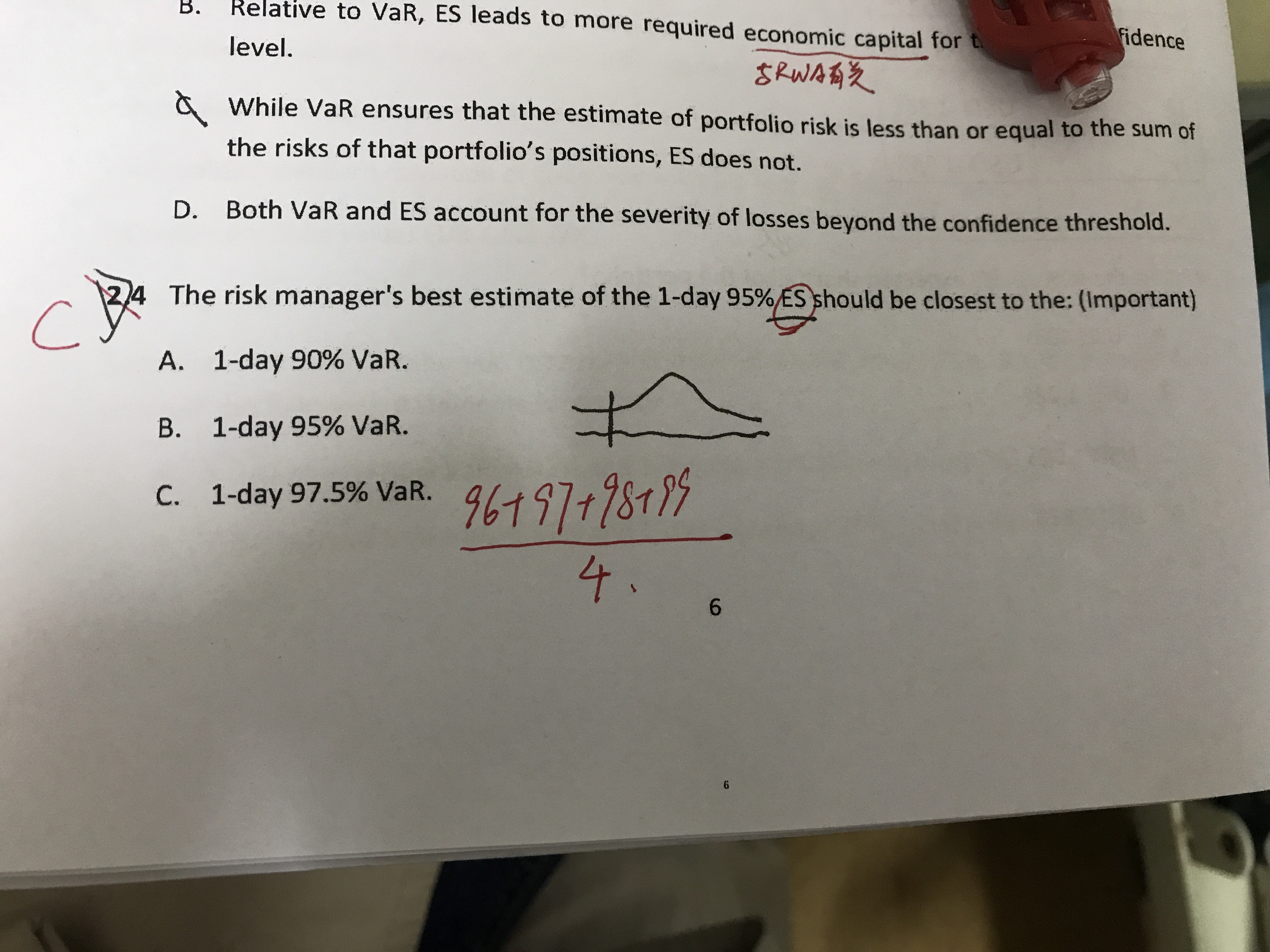 Expected shortfall -有问必答-品职教育 专注CFA ESG FRM CPA 考研等财经培训课程